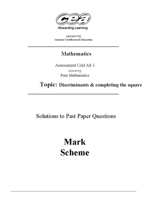 Collins Cambridge Pure Maths 1 worked solutions - STUDENT’S BOOK ...