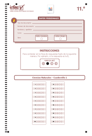 Cuadernillo-Ciencias Naturales-11-1 - 2022 Tiempo de aplicación: 1 hora 20 N.° de preguntas ...