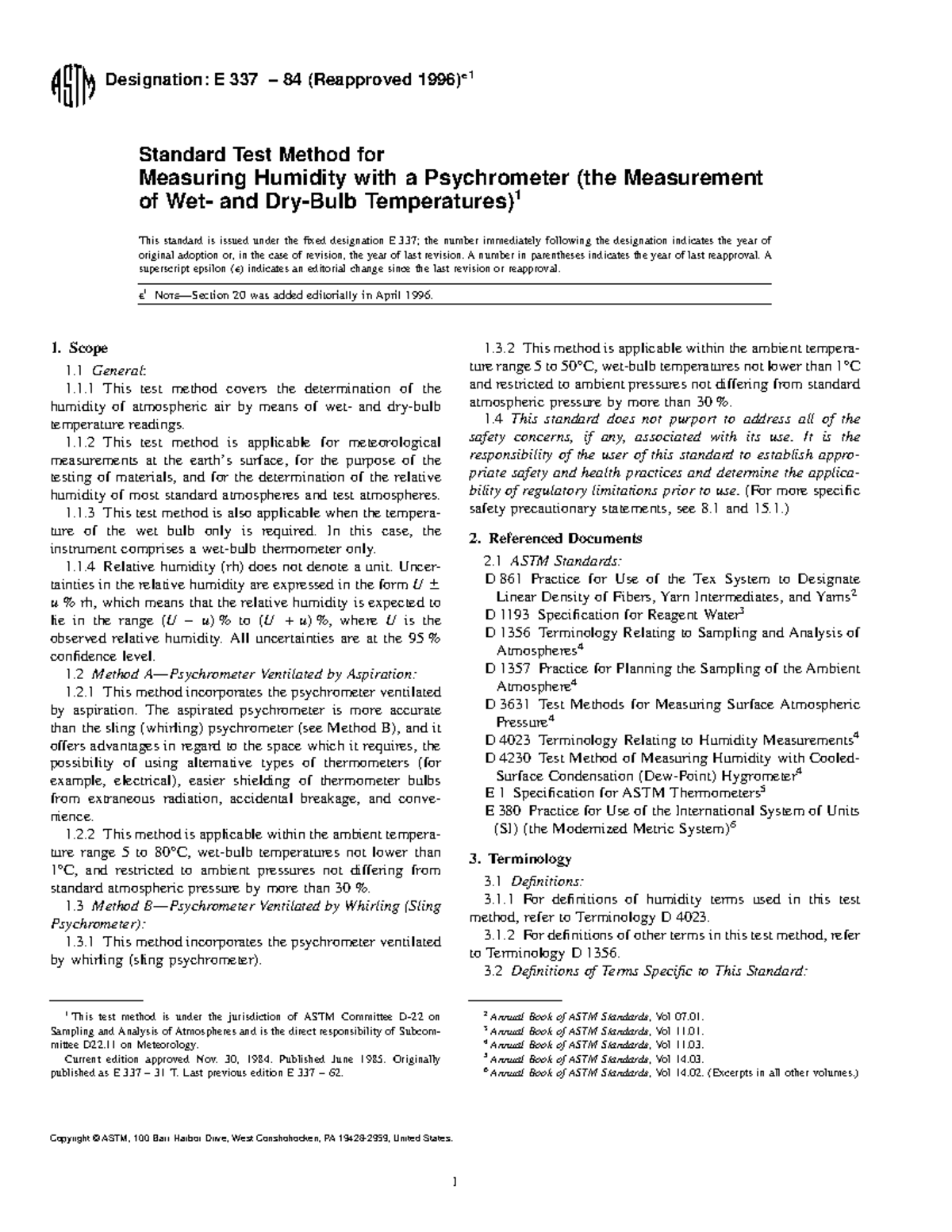 ASTM E 337 Psicrómetro - Método Estándar, ASTM - Designation: E 337 ...