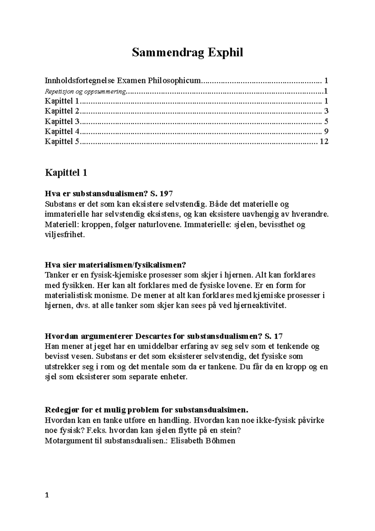 Sammendrag Exphil - Sammendrag Exphil Innholdsfortegnelse Examen - Studocu