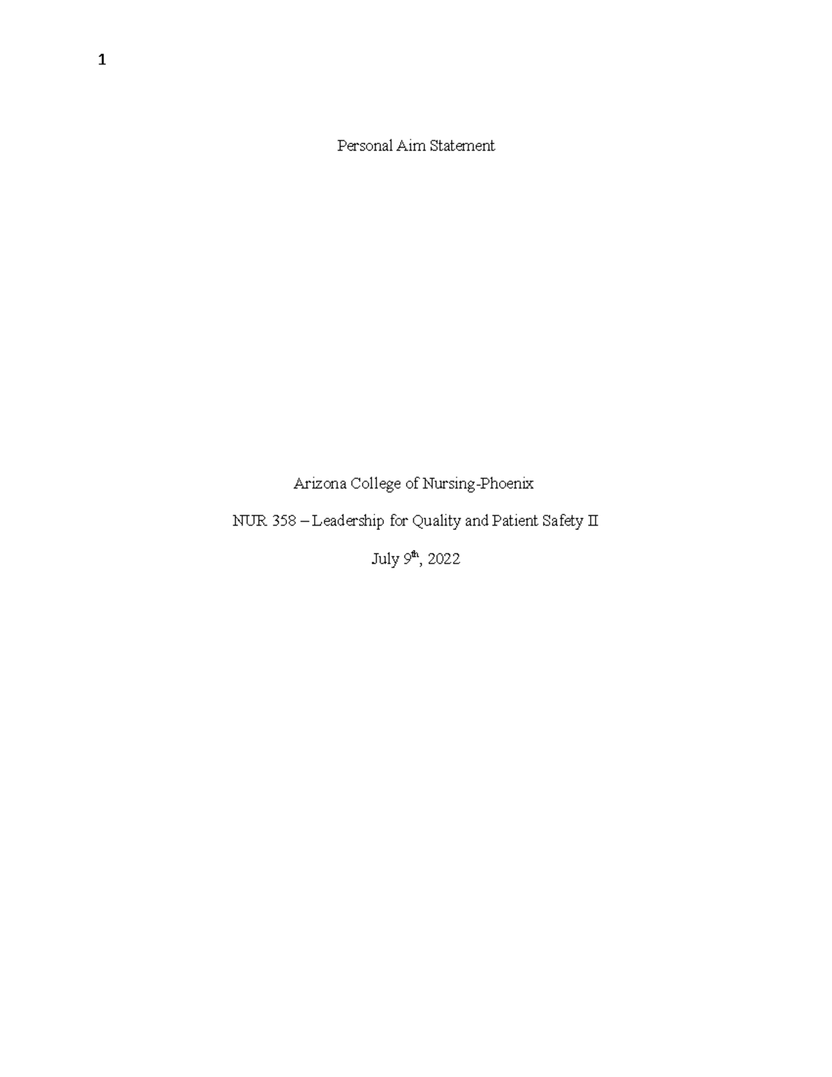 Personal Aim Statement - Leadership - Personal Aim Statement Arizona ...