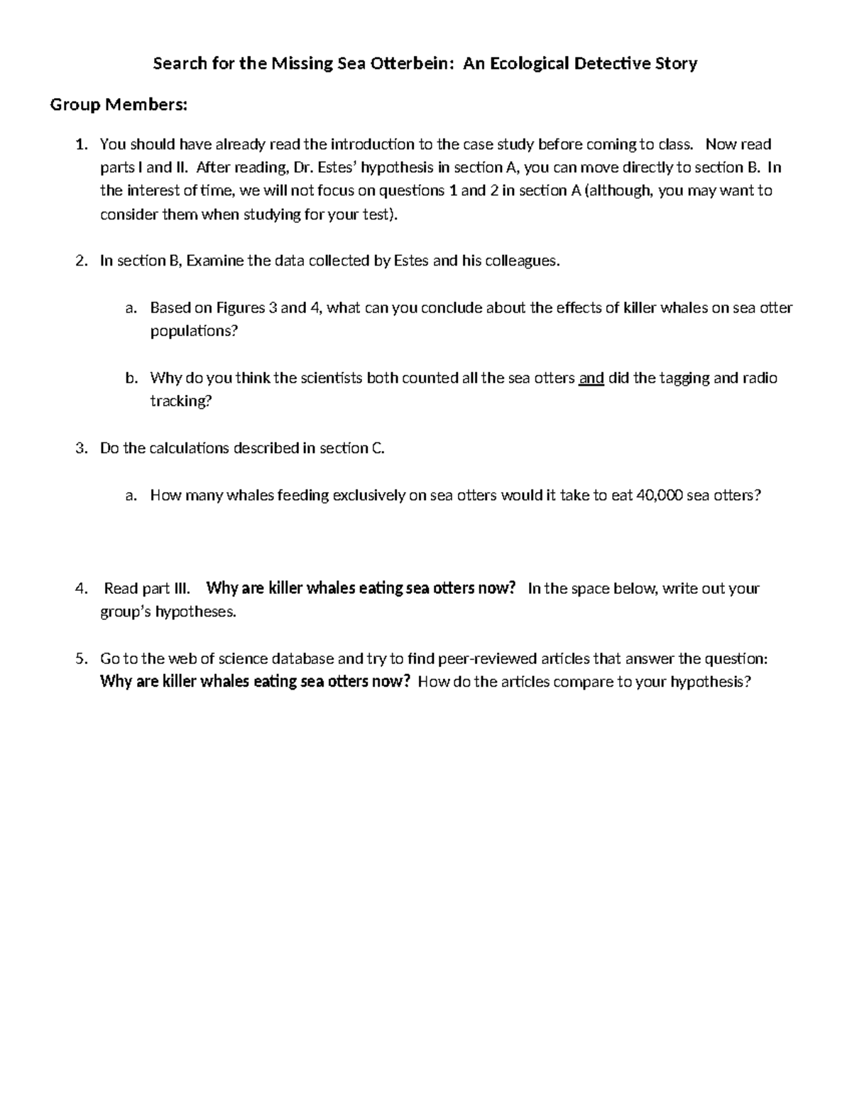 Sea Otter Handout - Search for the Missing Sea Otterbein: An Ecological ...