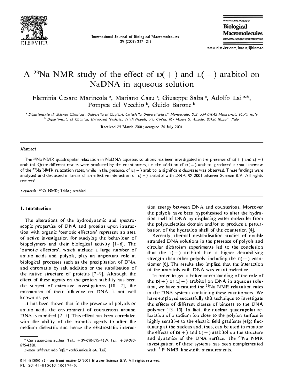 A 23Na NMR study of the effect of d and - International Journal of ...