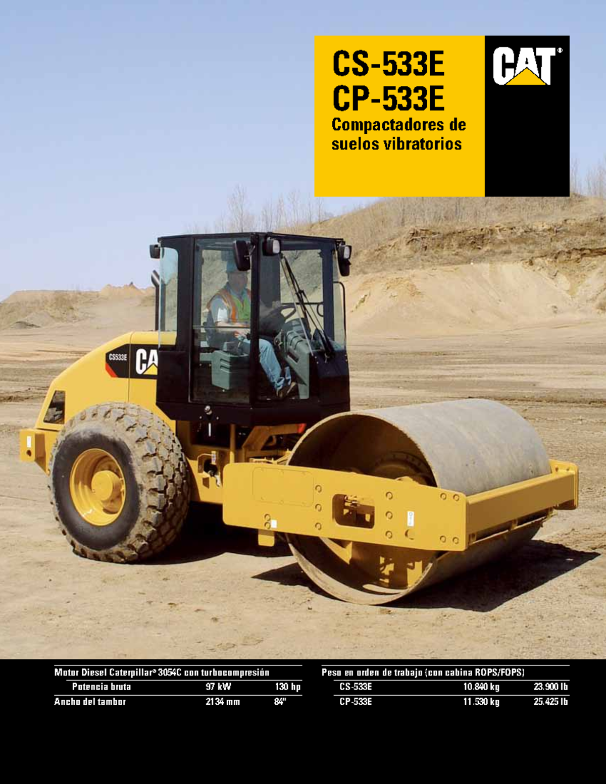 Fecha Tecnica Vibro CAT 533E - CS-533E CP-533E Compactadores de suelos ...
