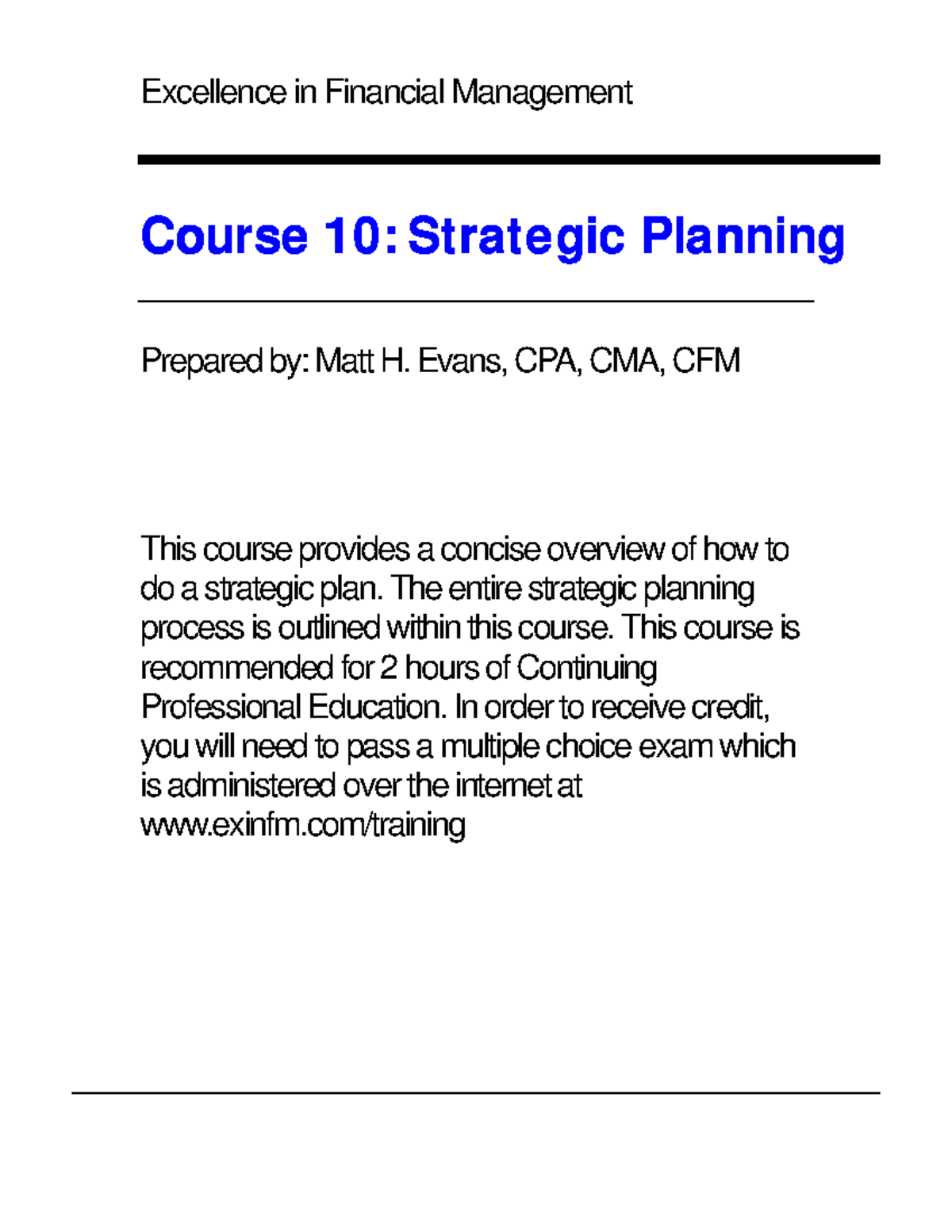 Course 10 Strategic Planning Course 10 S - Course 1 0 : St ra t e gic ...