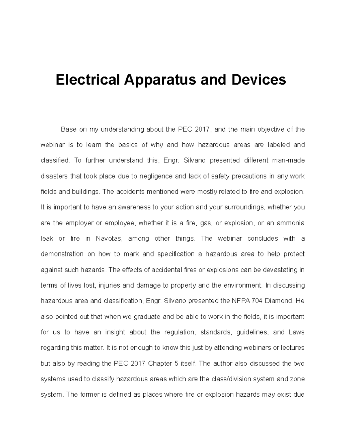 Electrical Apparatus and Devices - To further understand this, Engr ...