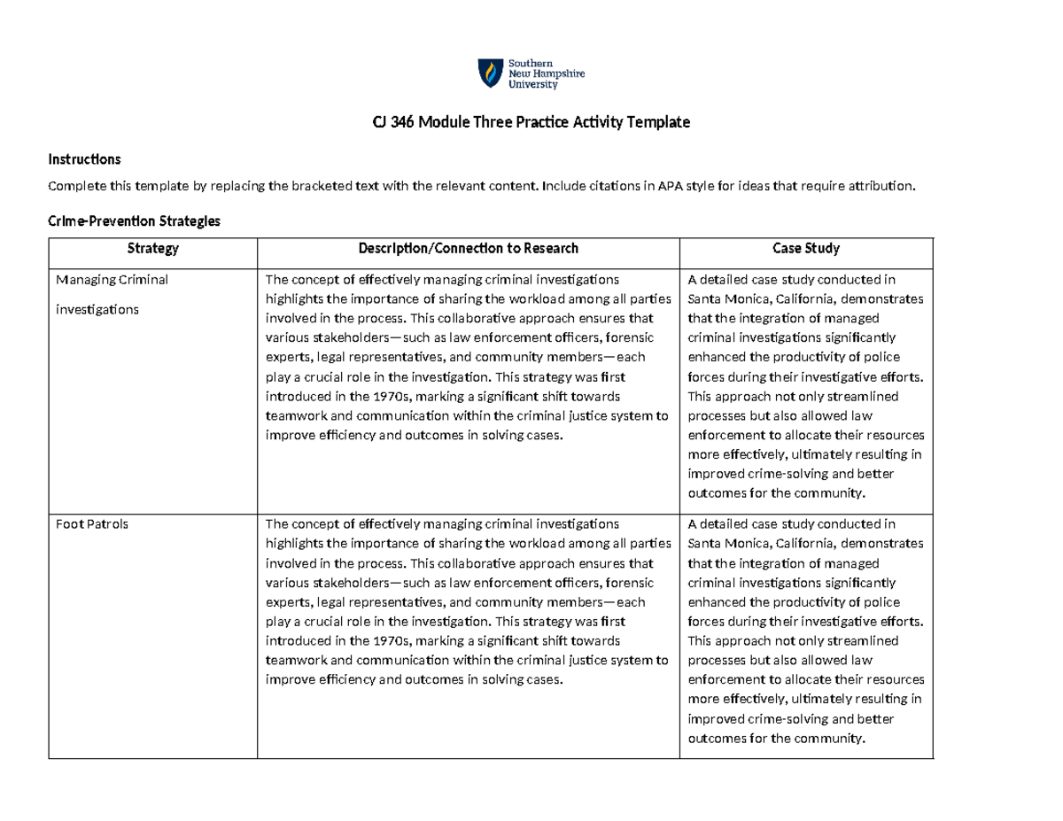 CJ 346 Module Three Practice Activity Template - CJ 346 Module Three ...