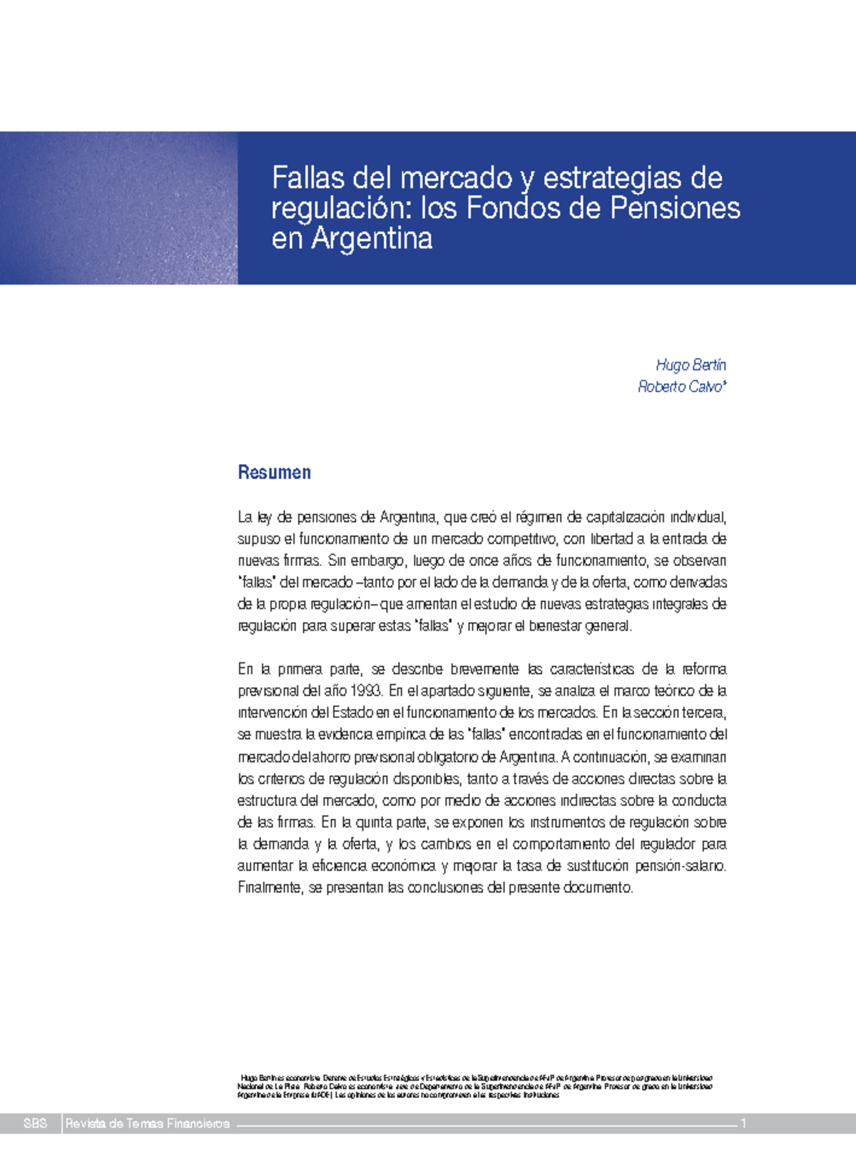 Fallos DE Mercado - BCRP - SBS Revista de Temas Financieros Hugo Bertín ...
