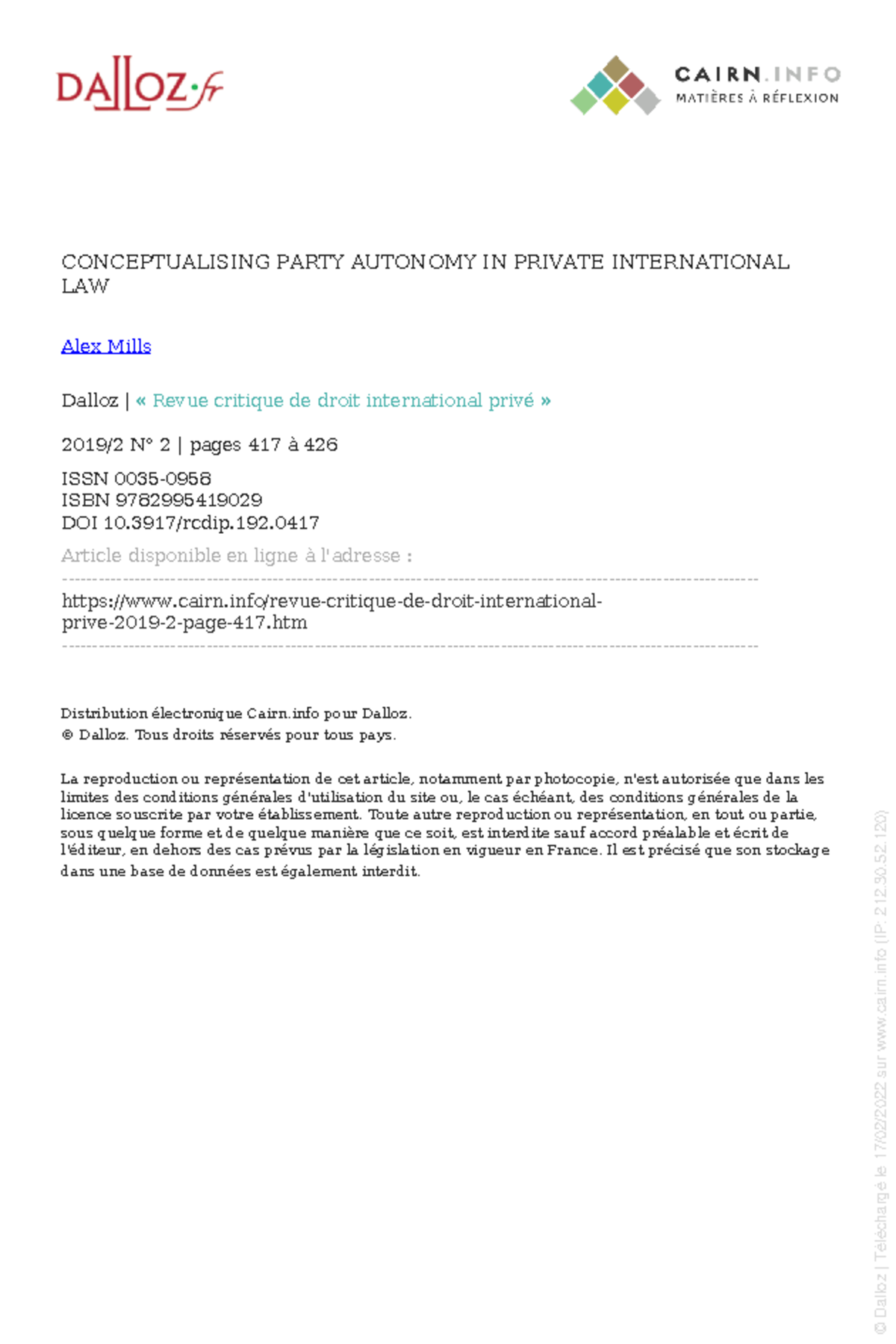 Rcdip party autnomy - CONCEPTUALISING PARTY AUTONOMY IN PRIVATE ...