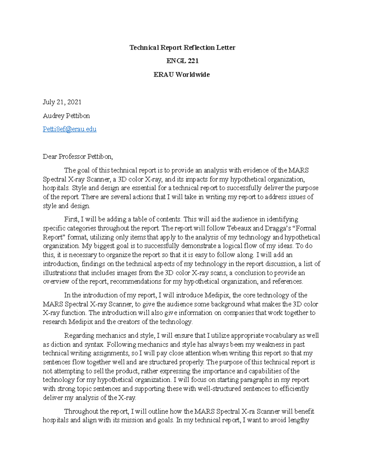 Ellen Kang Technical Report Reflection Letter - Technical Report ...