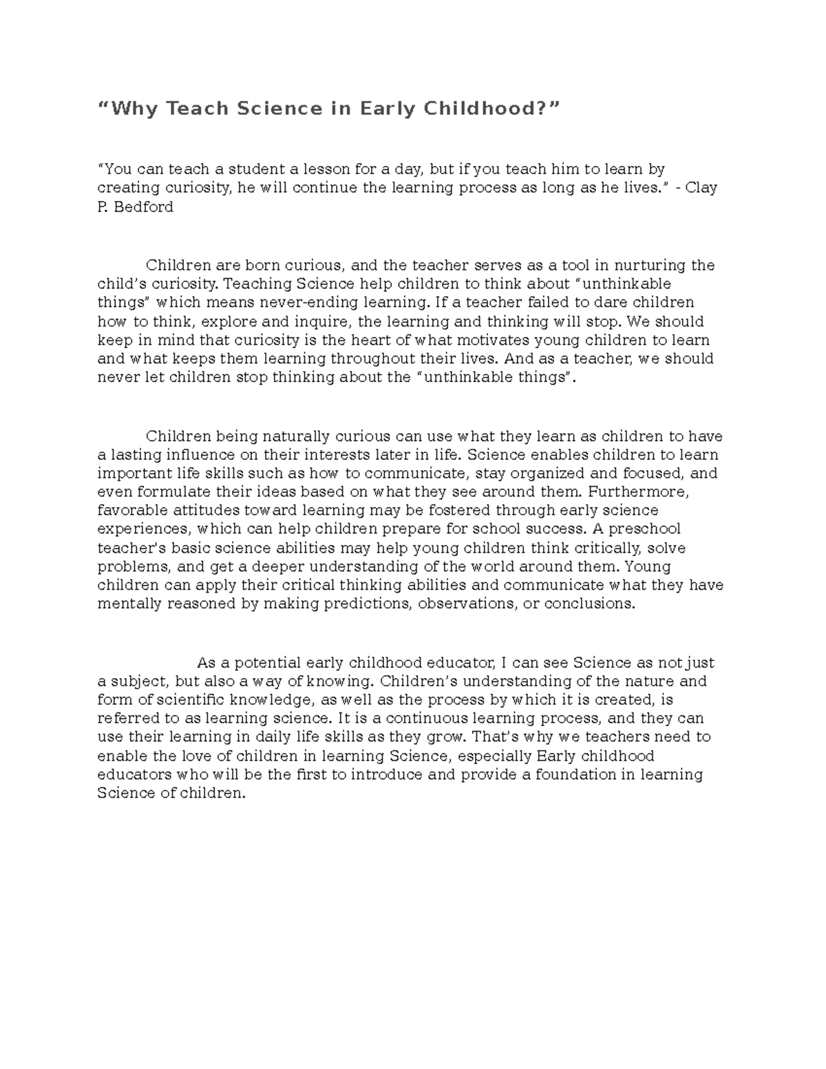 Why Teach Science in Early Childhood - “Why Teach Science in Early ...