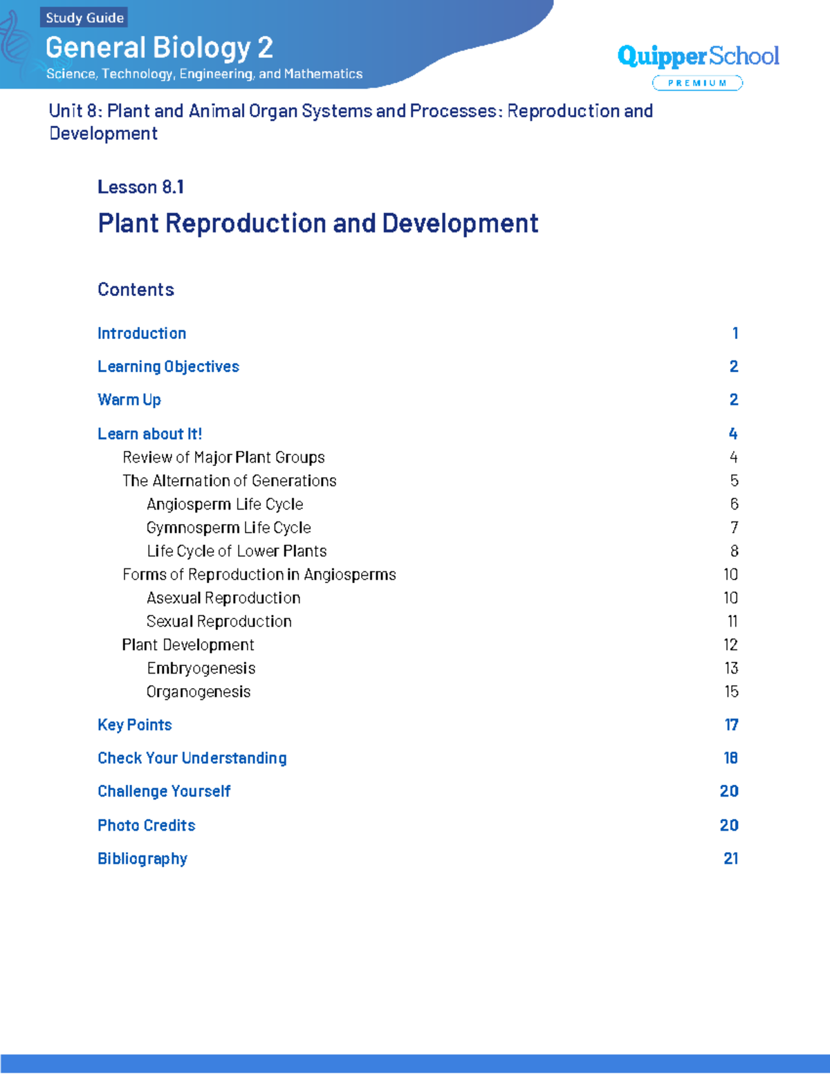 BIO2 11 12 Q4 0801 FD - Summary General Biology - Unit 8: Plant and ...