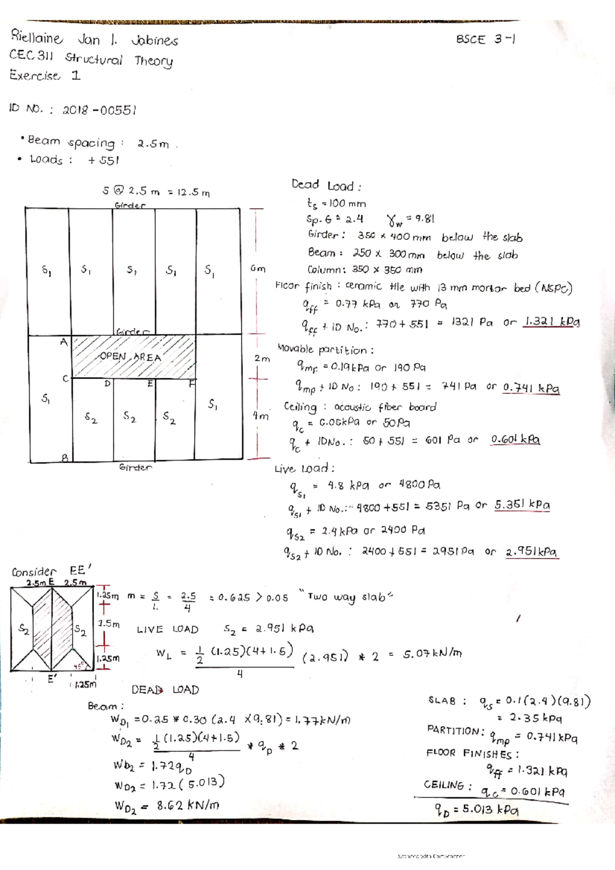 CEC 311 Exercise 1 - Assignment on structural theory. - Structural ...