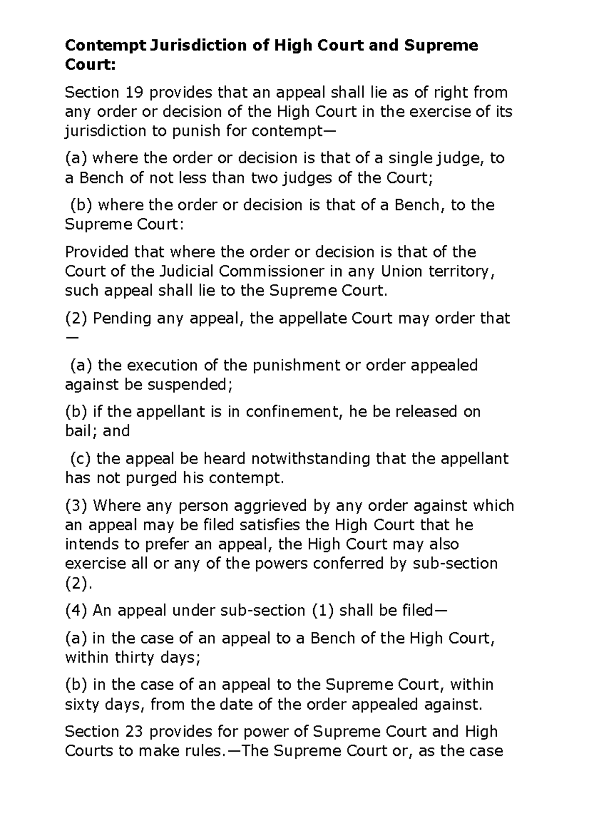 Contempt Juridiction of High Court & Supreme Court - Contempt ...
