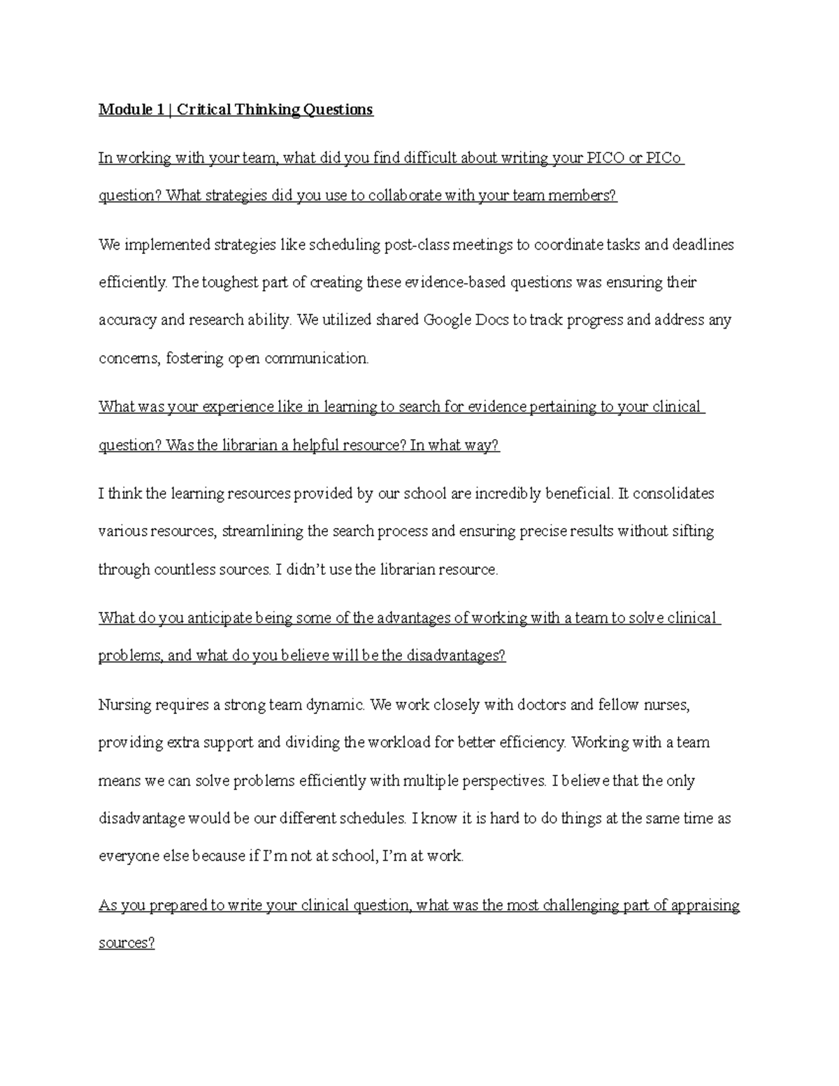 Module 1 Critical Thinking Questions - Module 1 | Critical Thinking ...