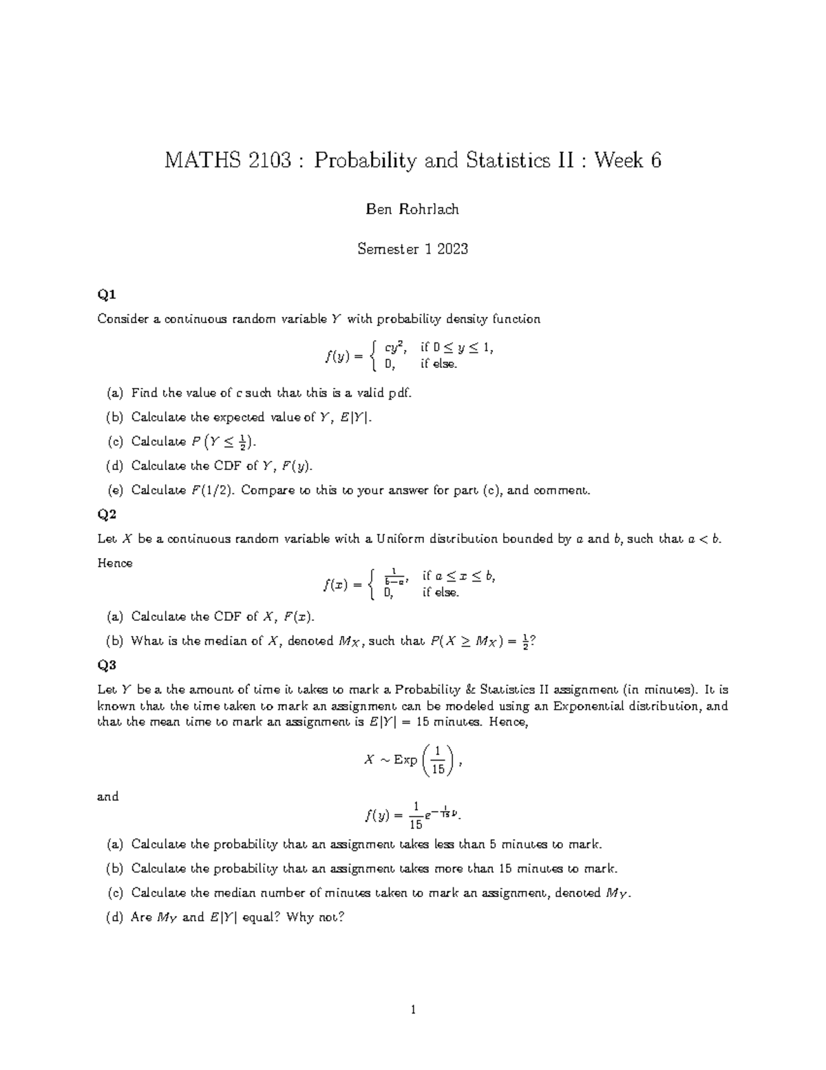 Tutorial 5 - Practice questions for the fifth topic of the course, as ...