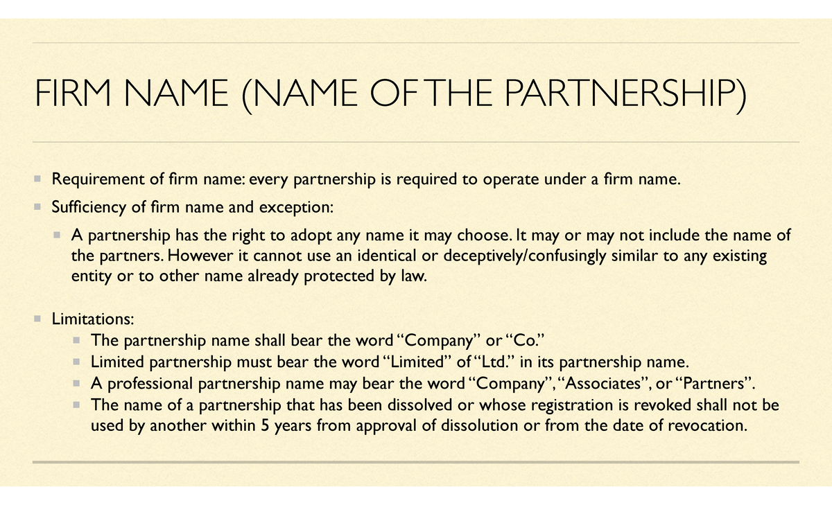 Partnership olpcc - FIRM NAME (NAME OF THE PARTNERSHIP) Requirement of ...