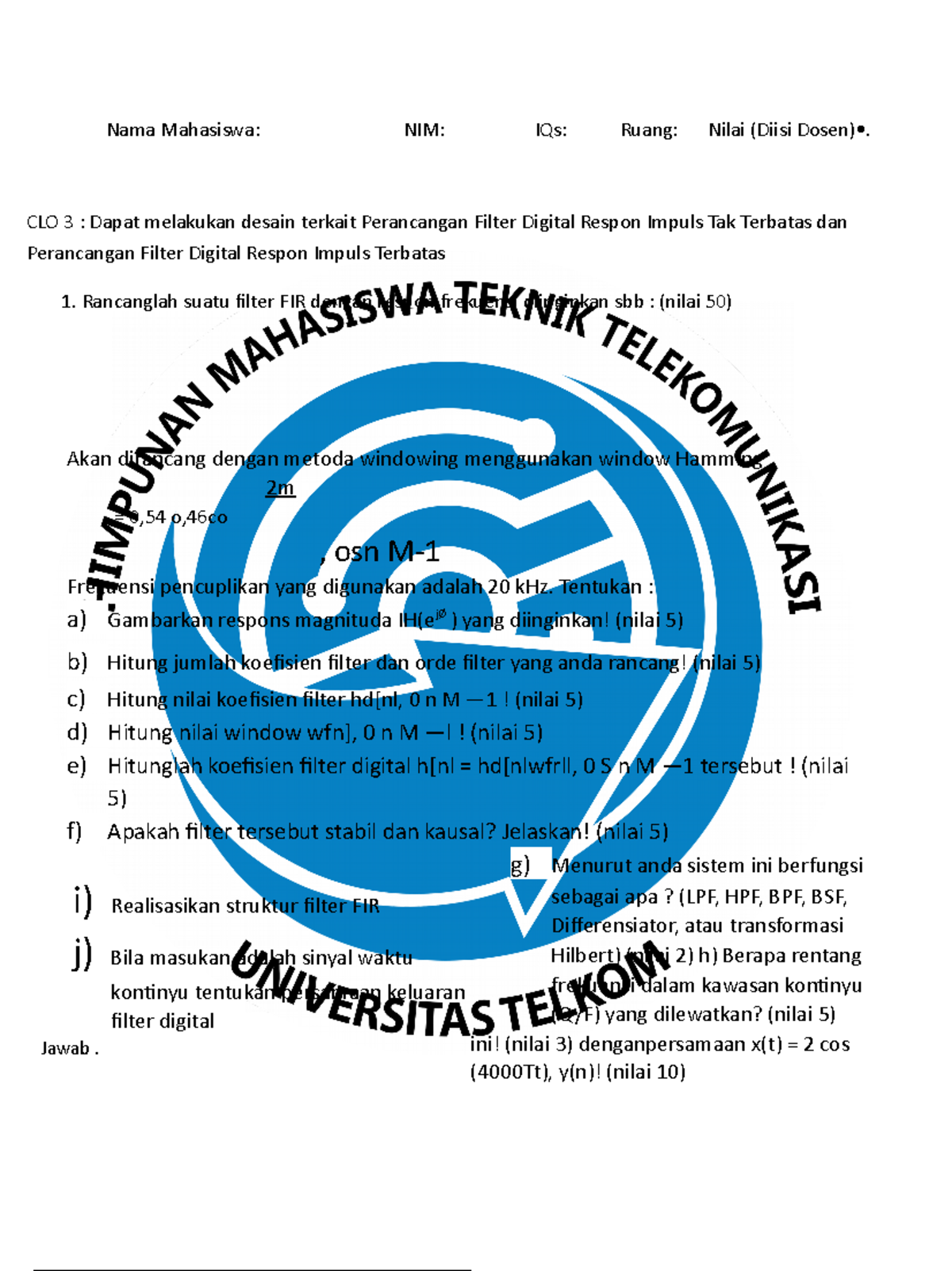 PSWD latsol uas - Contoh Pembahasan Tugas - Nama Mahasiswa: NIM: IQs ...