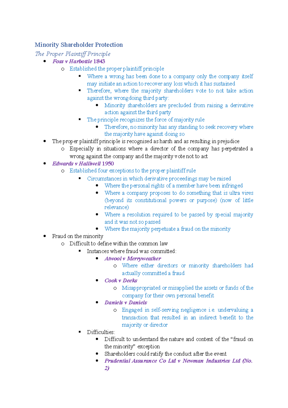 Minority Shareholder Protection - undervaluing a transaction that ...