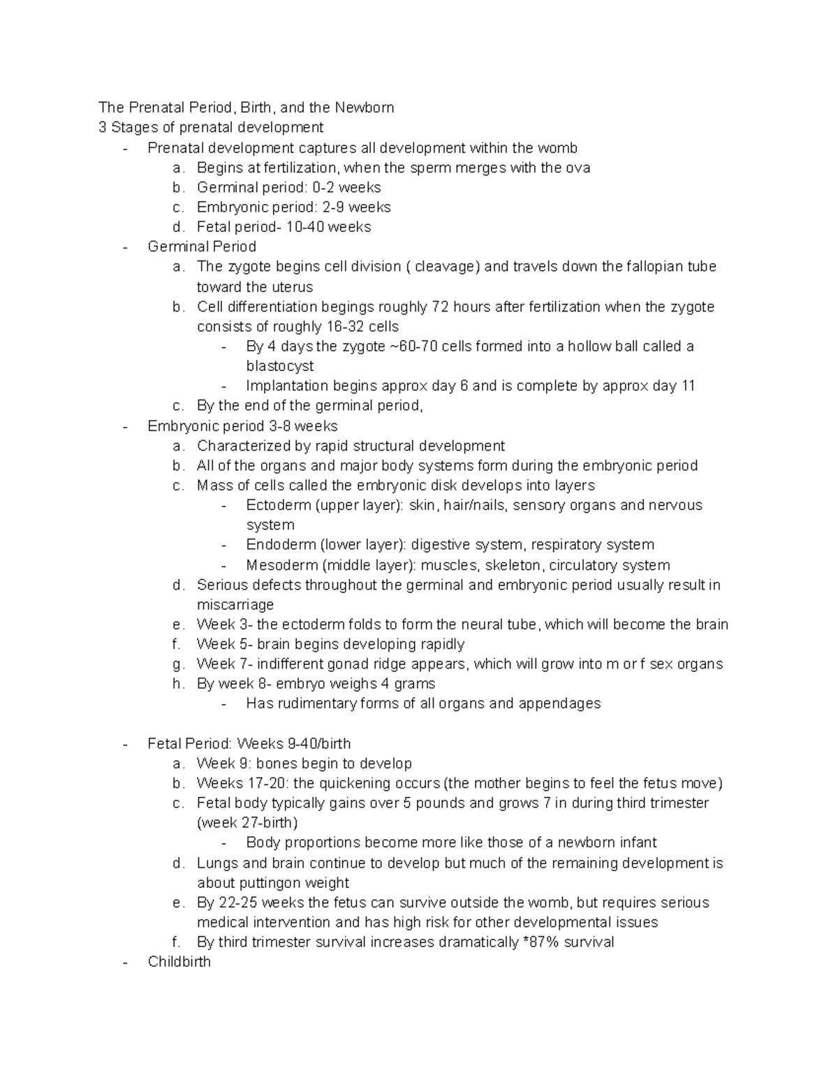 Lecture 4 Prenatal Development - The Prenatal Period, Birth, and the ...