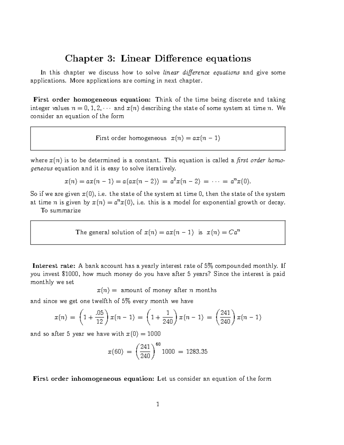 Chapter 3 - This is a MMM document - Chapter 3: Linear Difference ...