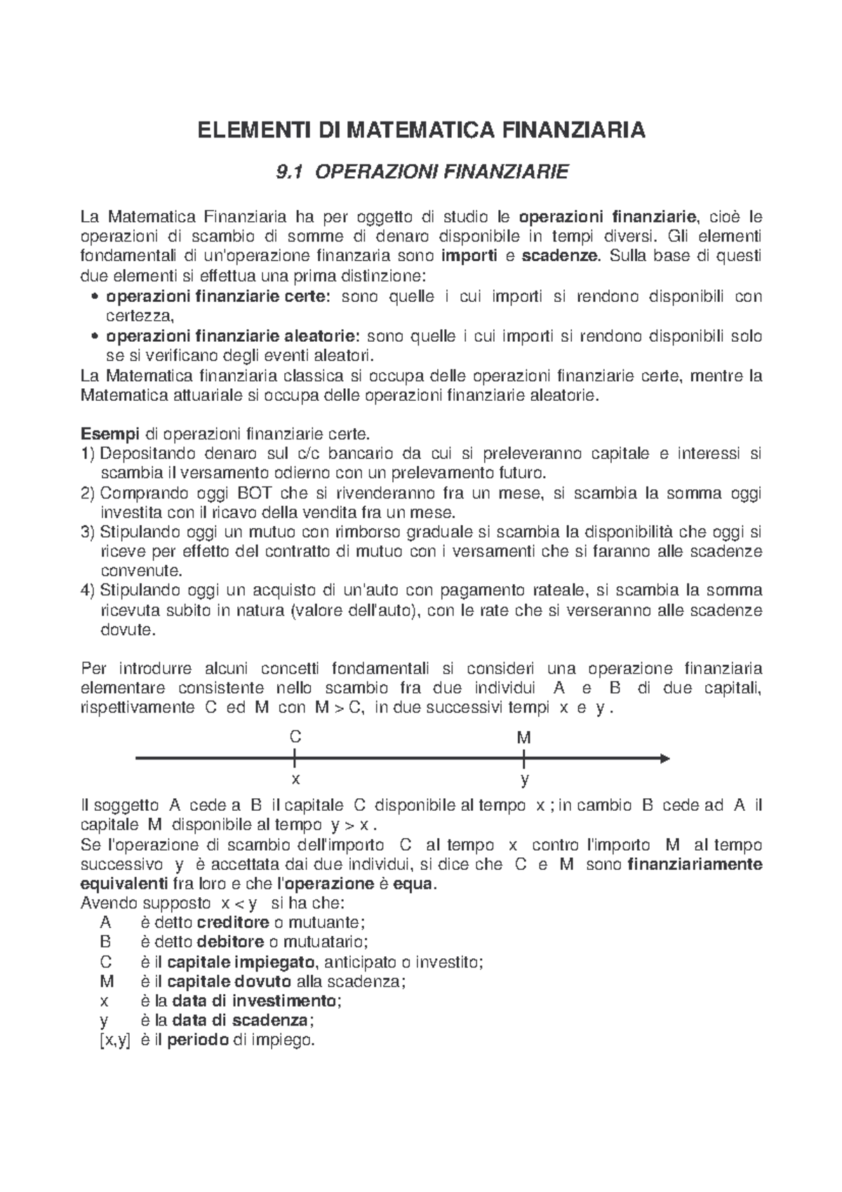 Elementi DI Matematica Finanziaria - ELEMENTI DI MATEMATICA FINANZIARIA ...