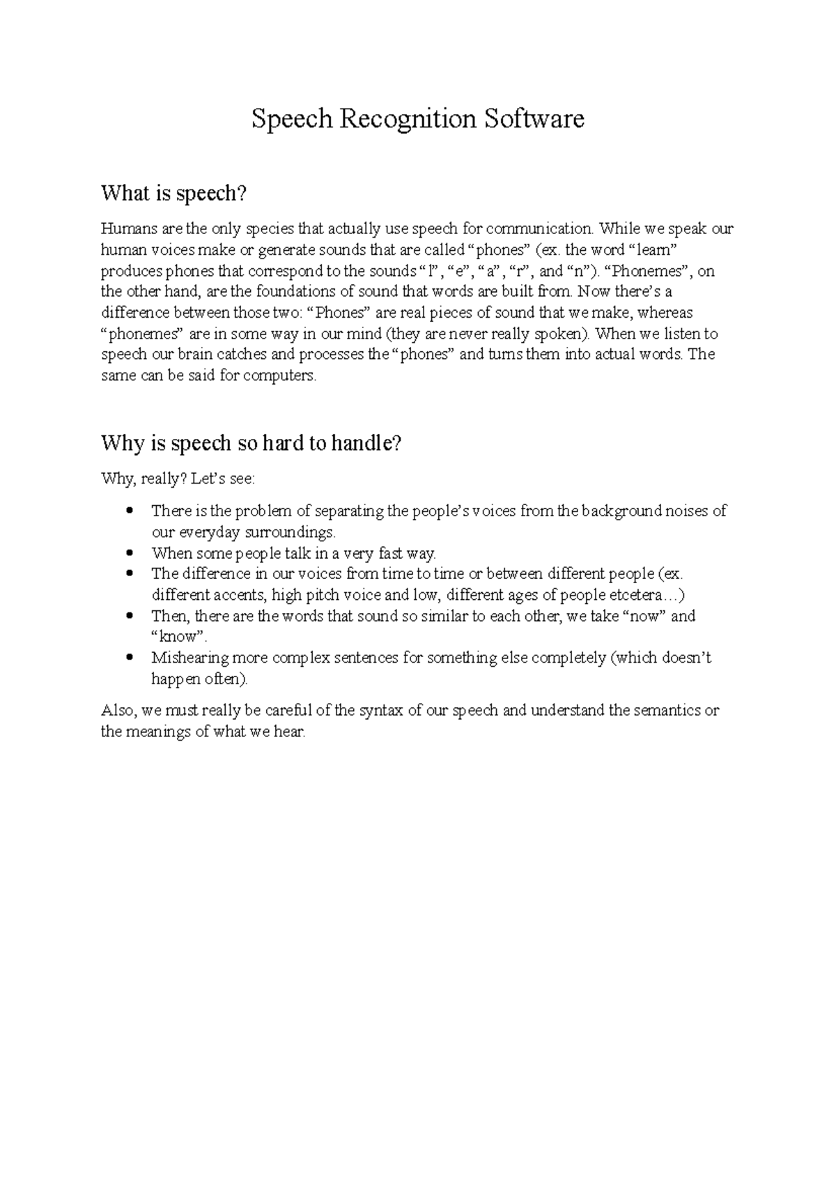 Speech Recognition Software (What is Speech) - Summary - Speech ...