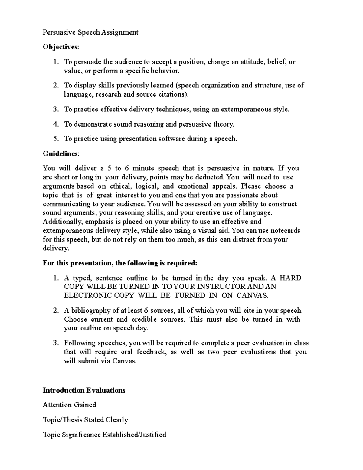 Public Speaking Persuasive Guidelines - Persuasive Speech Assignment ...