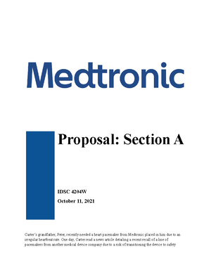 Medtronic Proposal Section B - Proposal: Section B Project End Deliverables of Implementing a ...