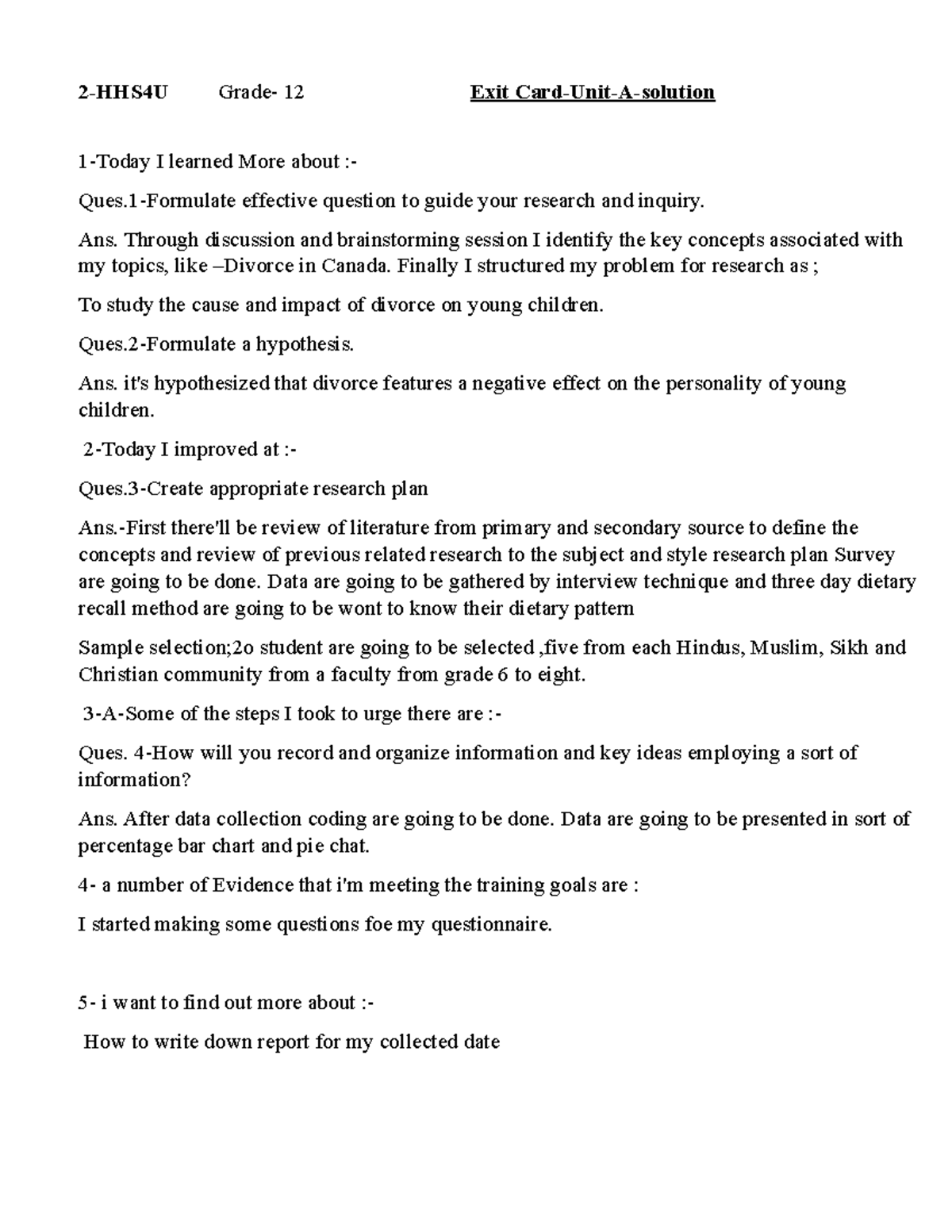 2-Unit-A-Exit card solution - 2-HHS4U Grade- 12 Exit Card-Unit-A ...