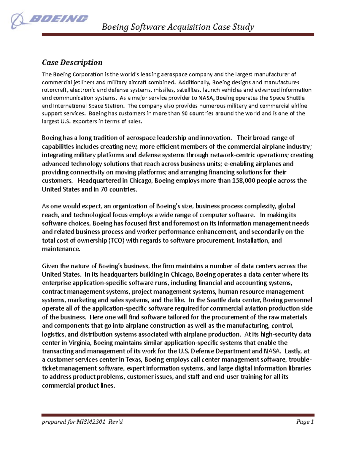 Boeing-revised case analysis - Boeing Software Acquisition Case Study ...