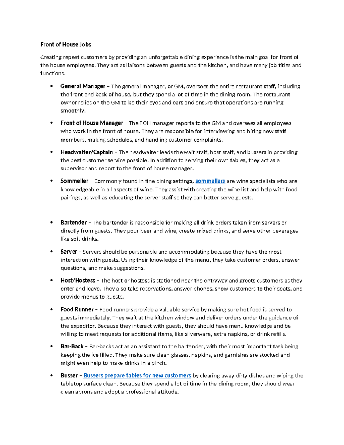 Front of House Jobs - Front of House Jobs Creating repeat customers by ...