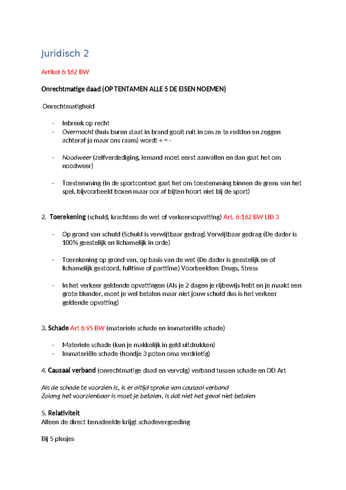 Juridisch 2 - aantekeningen met uitleg en voorbeelden - Juridisch 2 ...