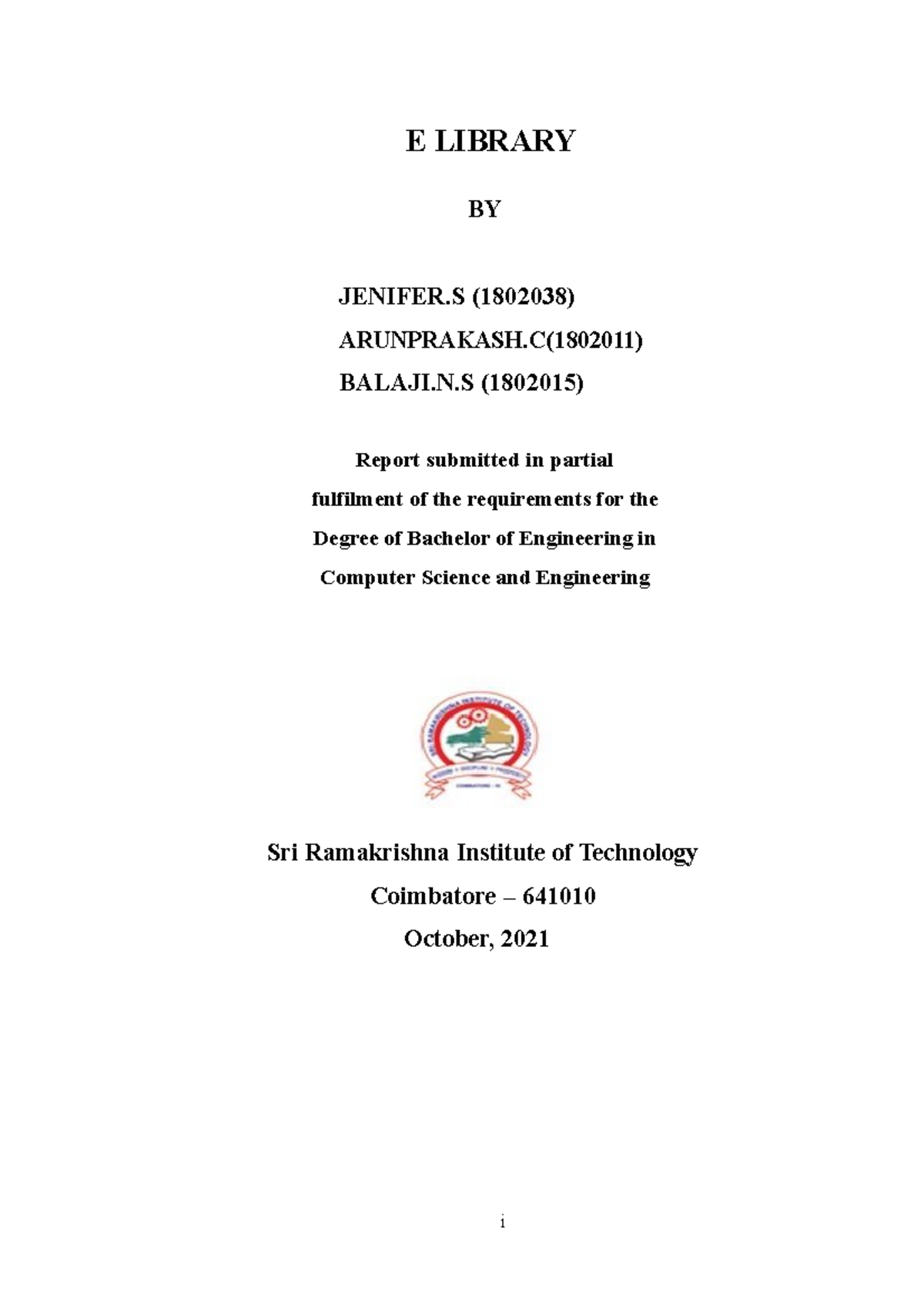 E - Library - dsadsadsa - i E LIBRARY BY JENIFER (1802038) ARUNPRAKASH ...