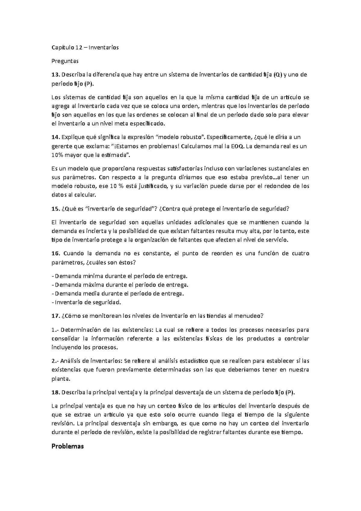 Preguntas de repaso del capitulo 12 del libro de Render. - Capítulo 12 ...