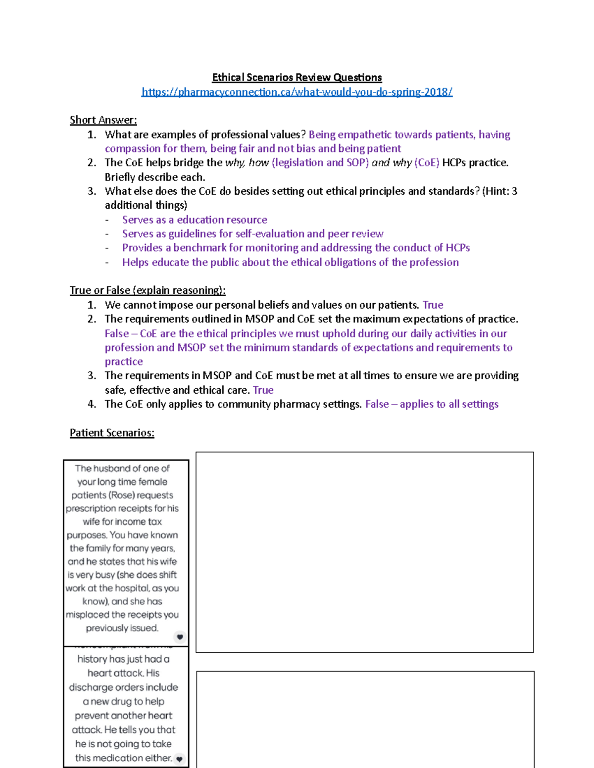 Ethical Scenarios Review Questions - Ethical Scenarios Review Questions ...