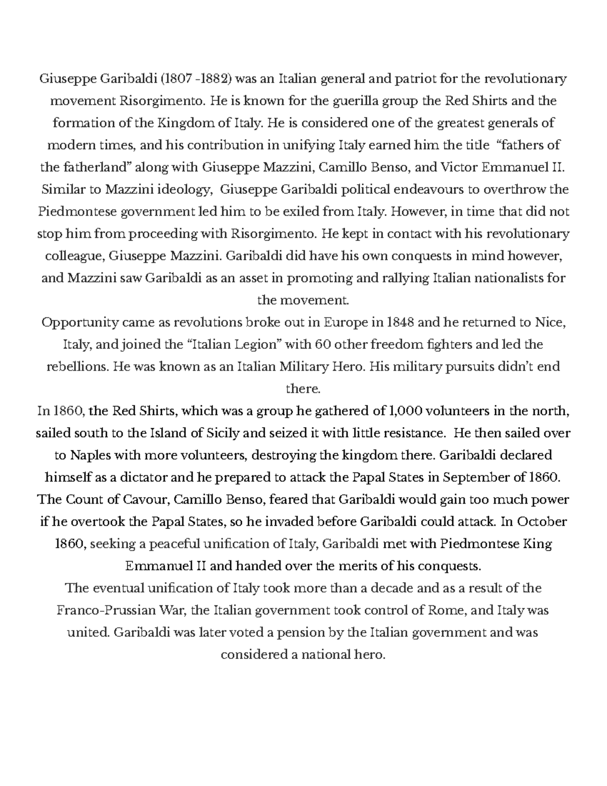 Garbald - A description of Garibaldi, mainly focused on the Italian ...