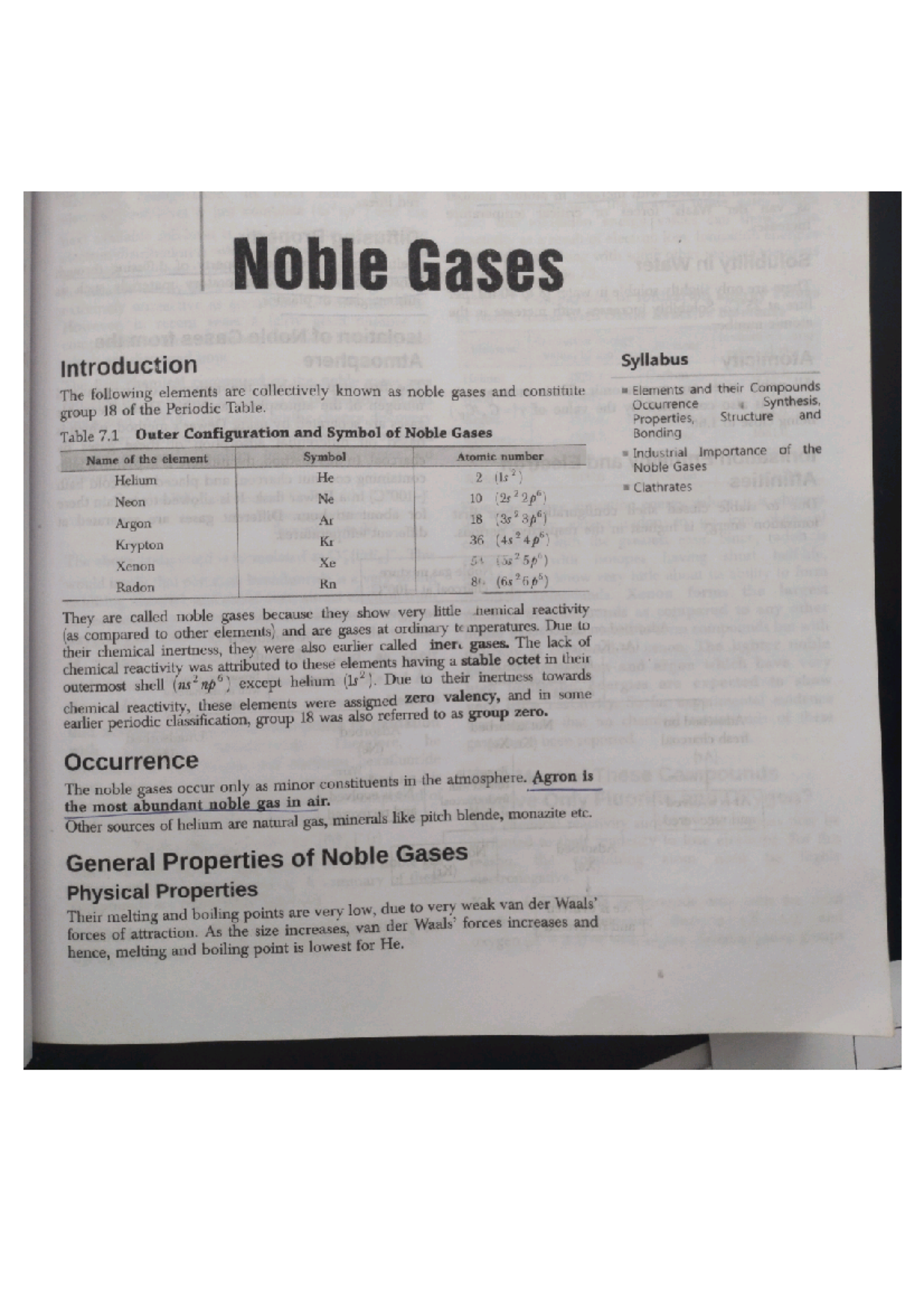General properties of noble gases - BSc Chemistry - Studocu