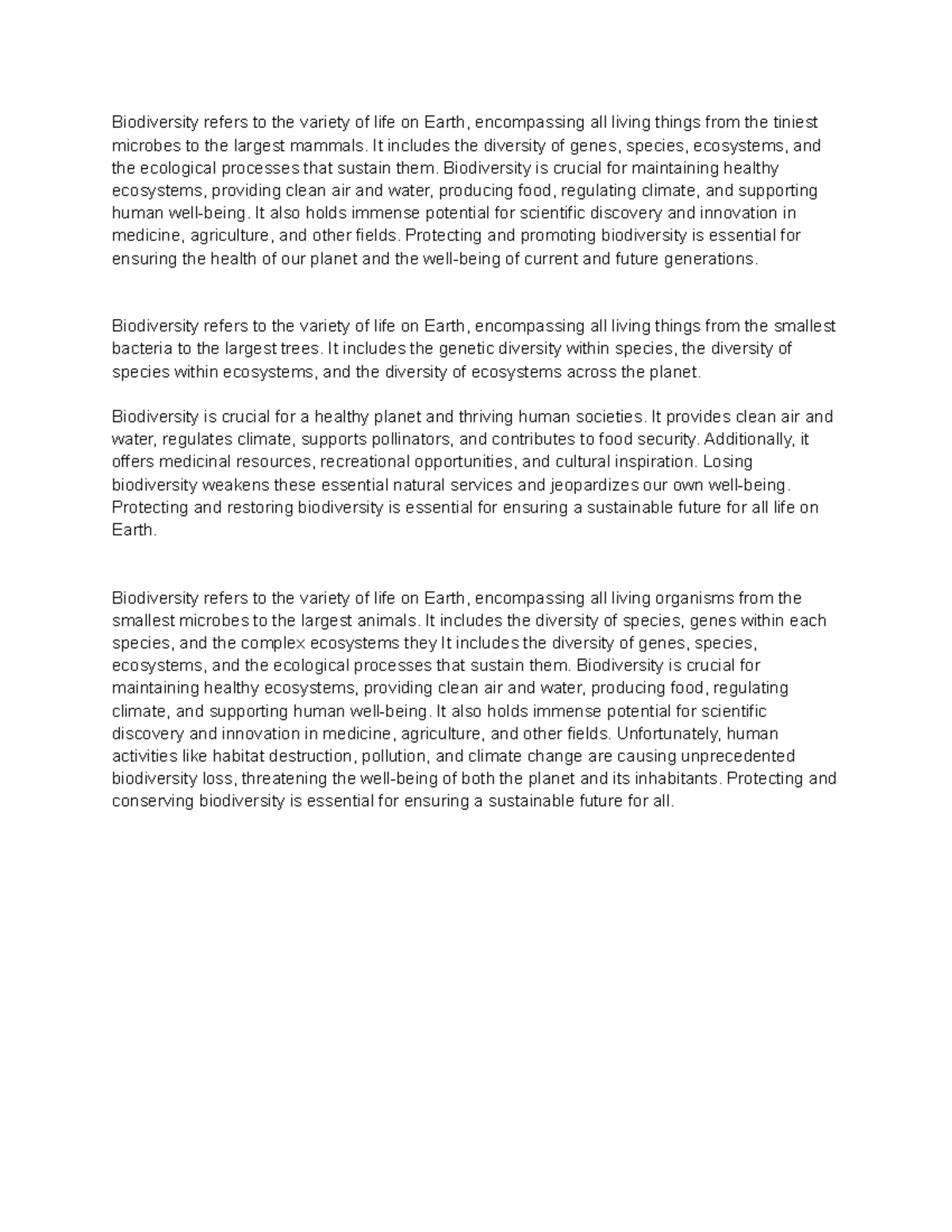 Biodiversity - bio - Biodiversity refers to the variety of life on ...