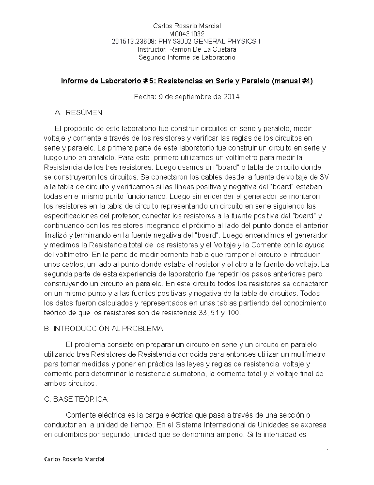 Lab report Franklin bells - M 201513: PHYS3002 PHYSICS II Instructor ...