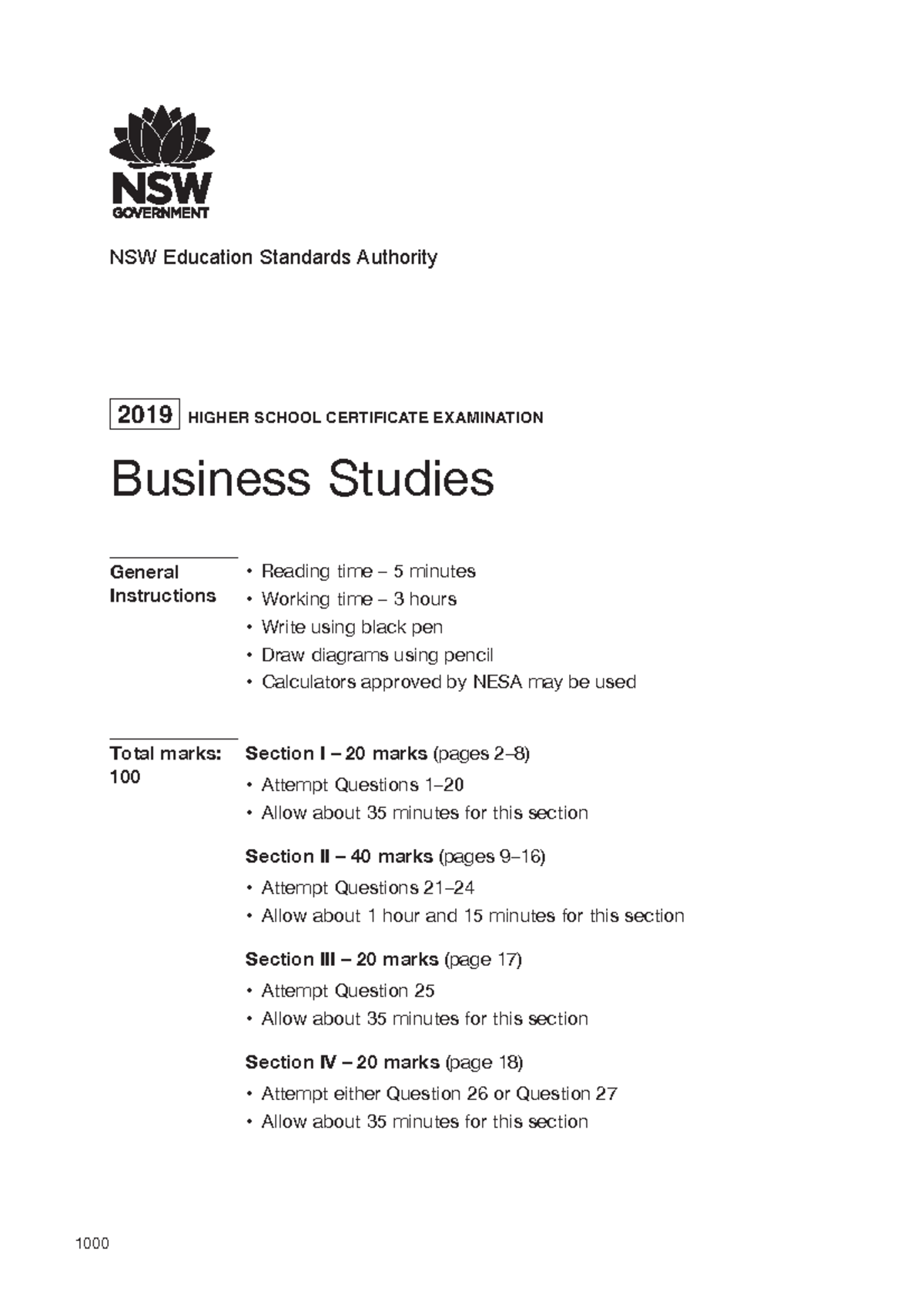 2019 hsc business studies - NSW Education Standards Authority 2019 ...