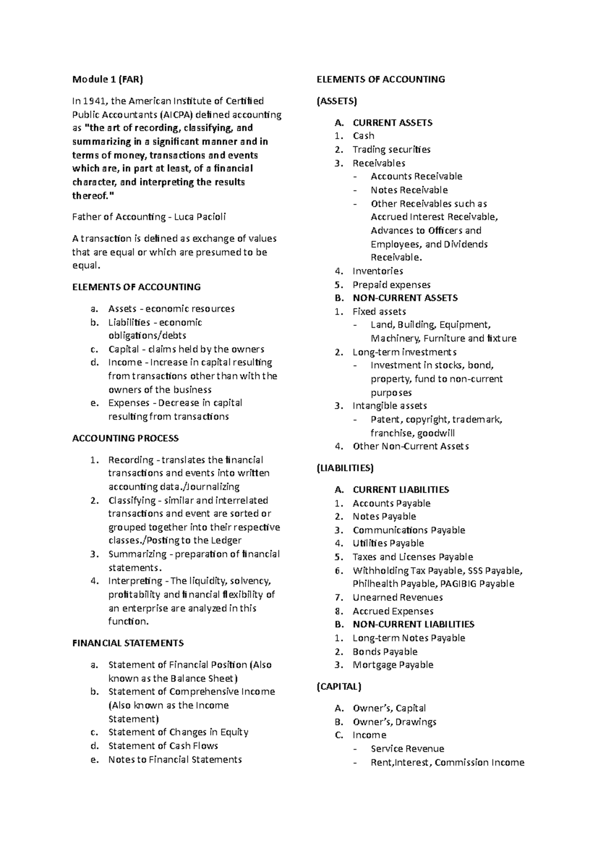 FAR Reviewer - key terms - Module 1 (FAR) In 1941, the American ...