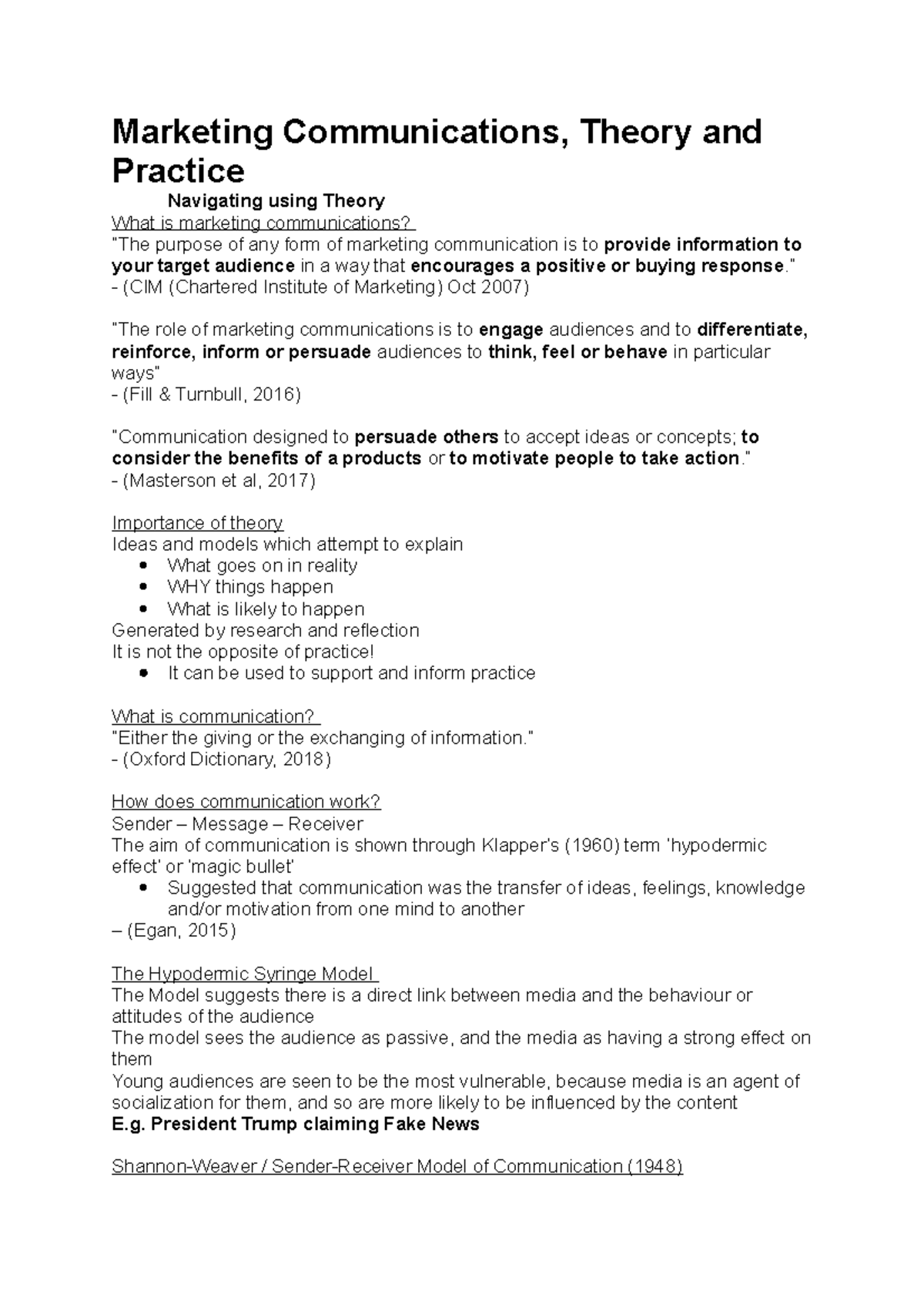 Navigating using Theory - Marketing Communications, Theory and Practice ...