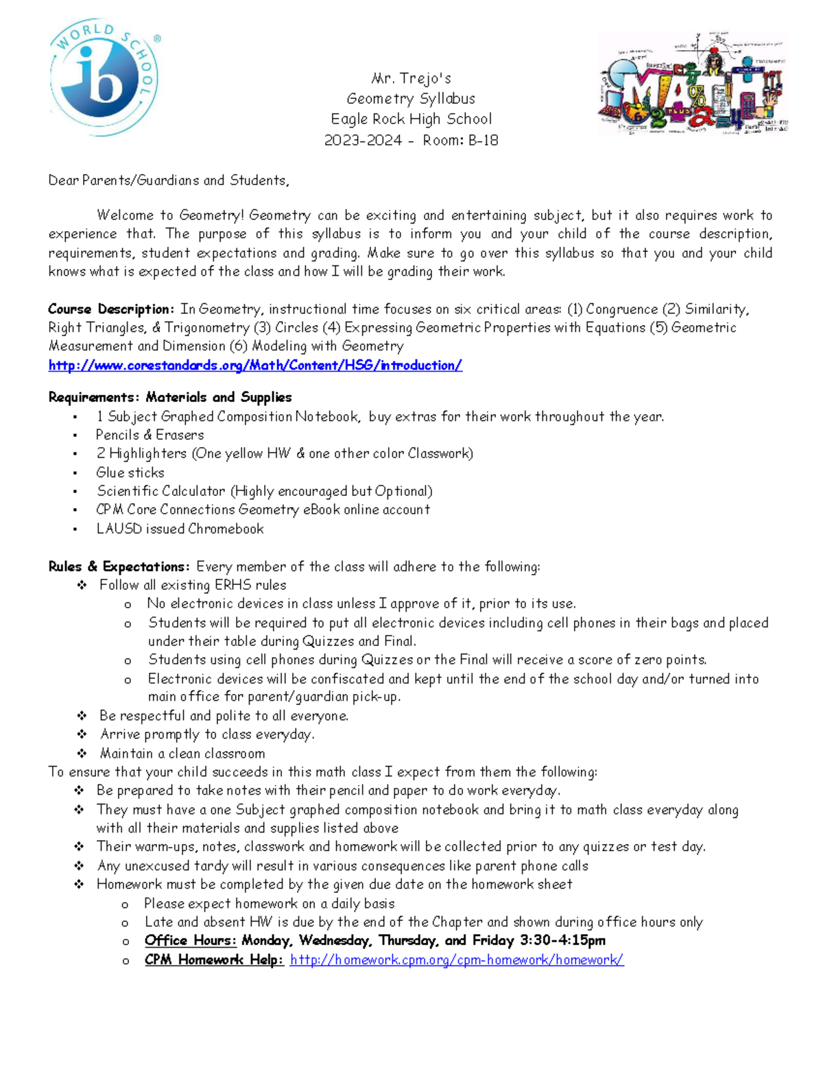 Geometry Syllabus 2023 Trejo - Mr. Trejo's Geometry Syllabus Eagle Rock ...
