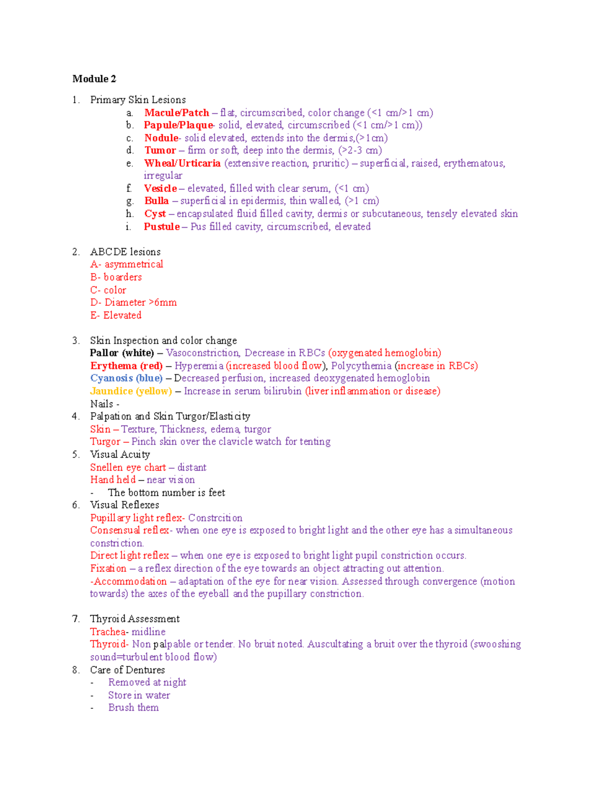 Module 2 - Module 2 Primary Skin Lesions a. Macule/Patch – flat ...