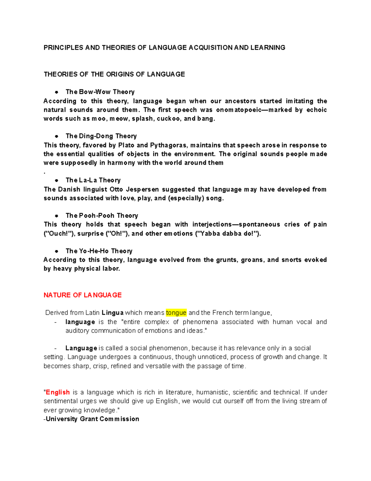 Principles AND Theories OF Language Acquisition AND Learning ...