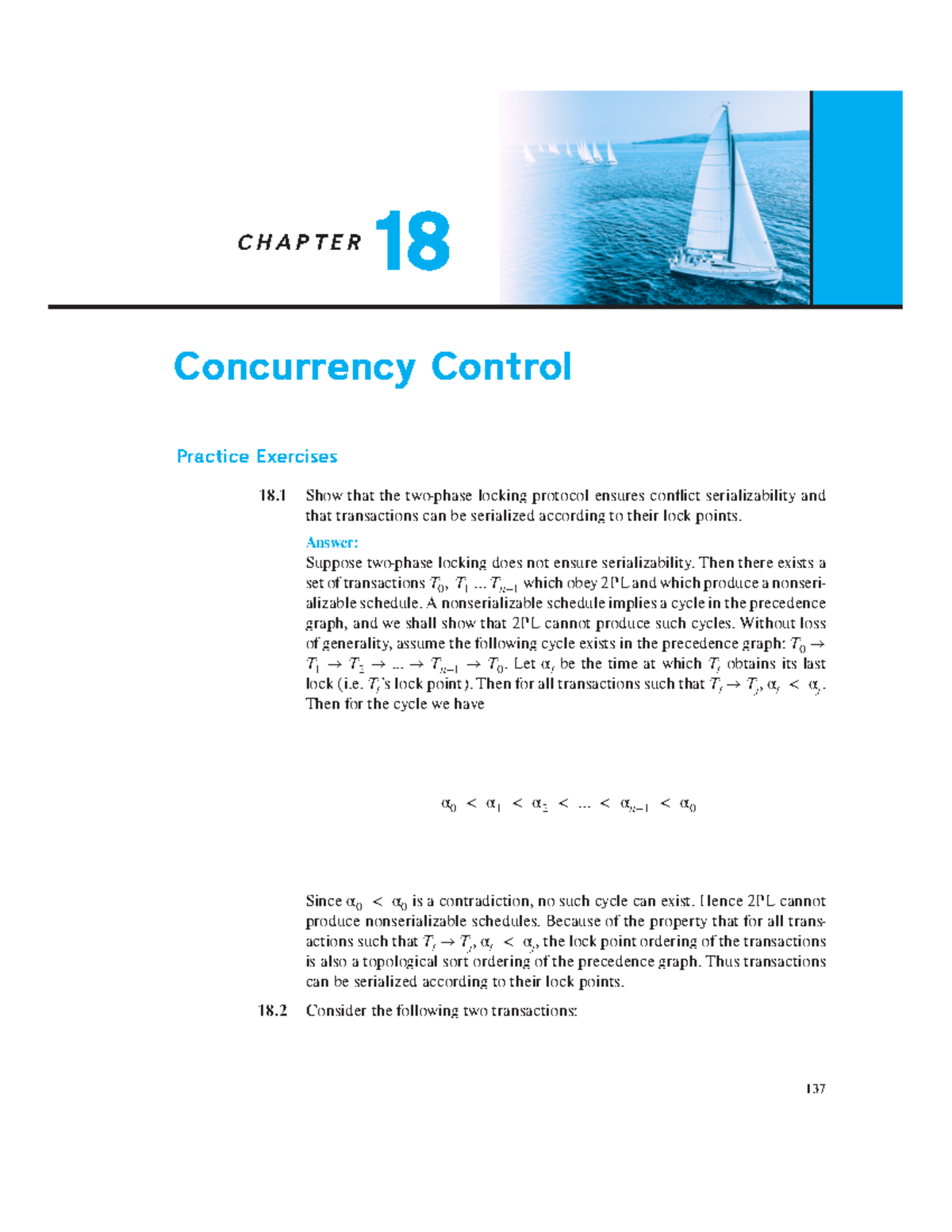 18 - IDBMS - C H A P T E R 18 Con urren y Control Pra ti e Exer ises 1 8. 1 Show t hat t he ...