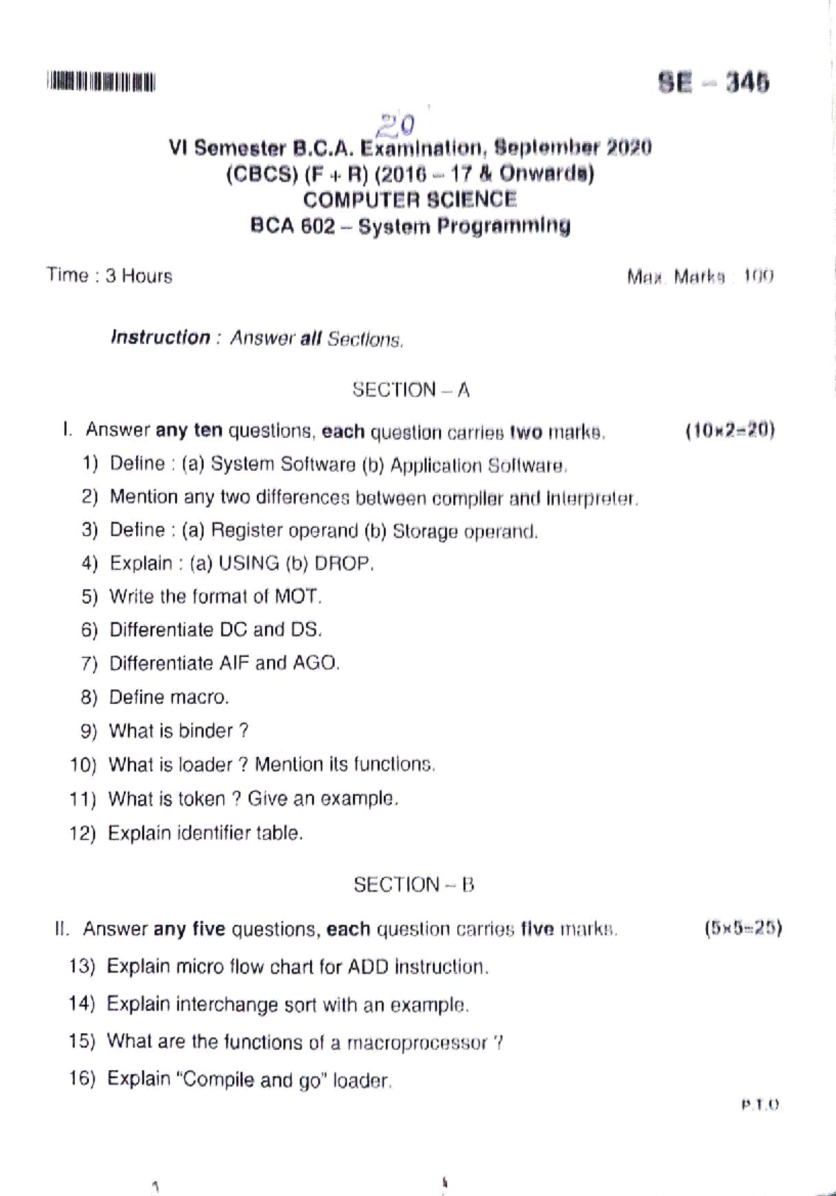 20 System Programming – Sep 2020 (CBCS – F+R 2016-17 and onwards) - SE ...