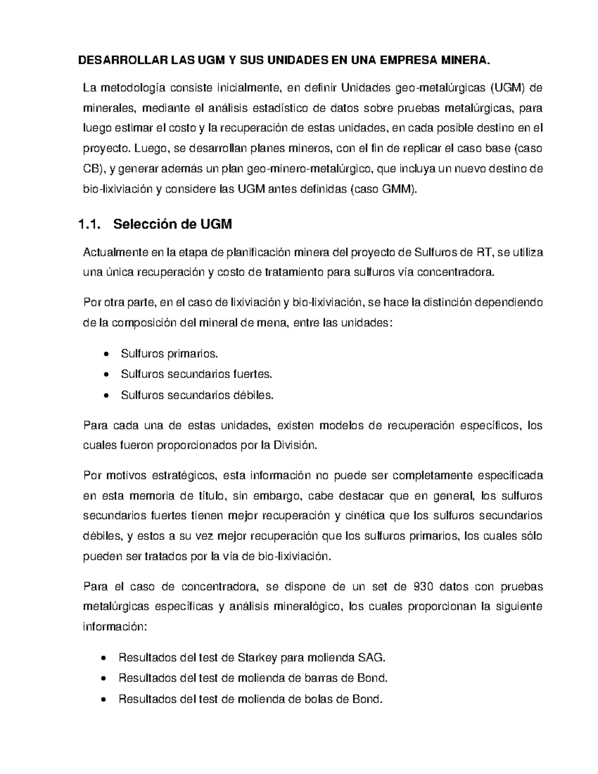 Desarrollar las UGM y sus unidades en una empresa minera - DESARROLLAR ...