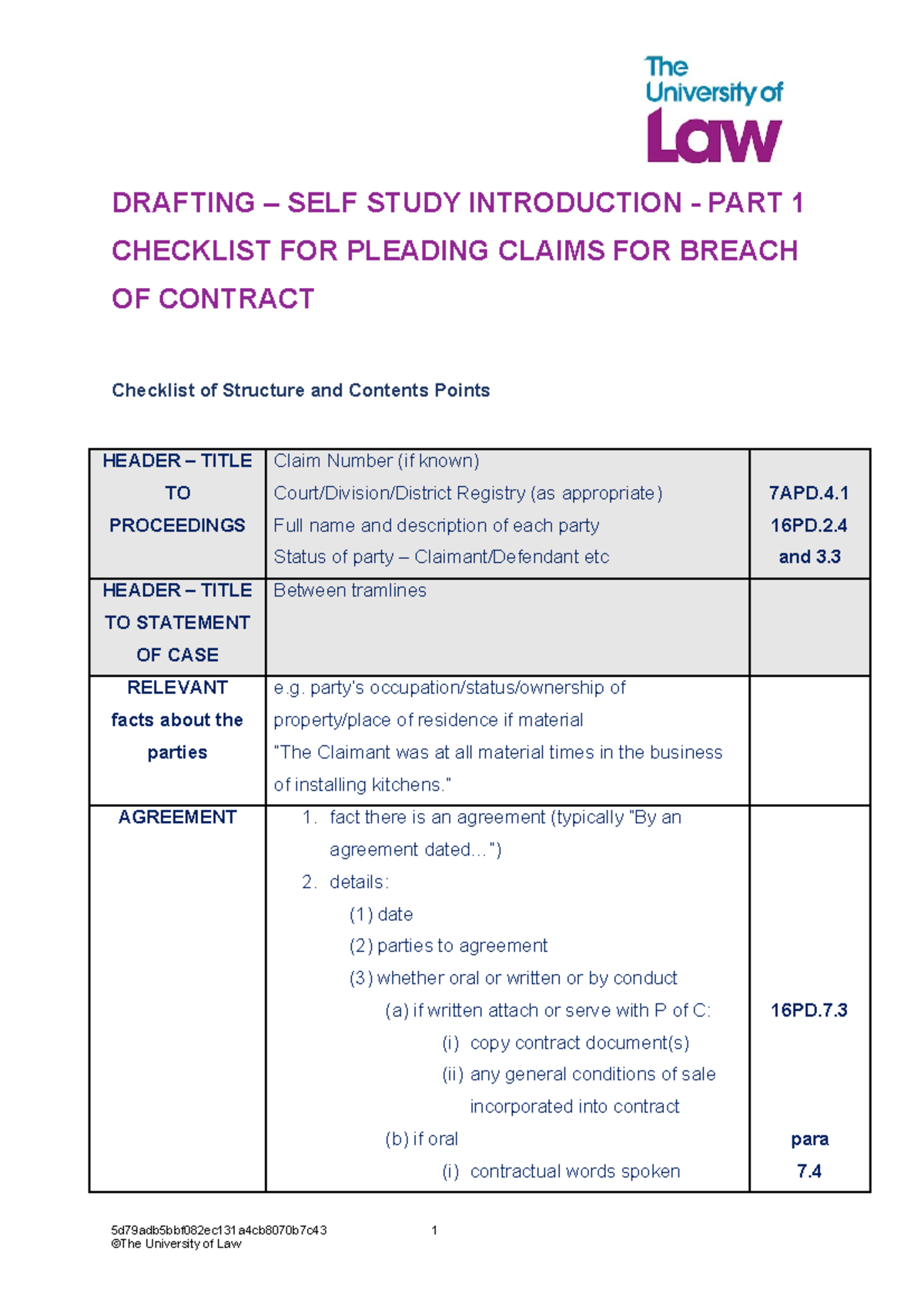 2425 dr unit01 ce01 checklist for pleading claims for breach of ...
